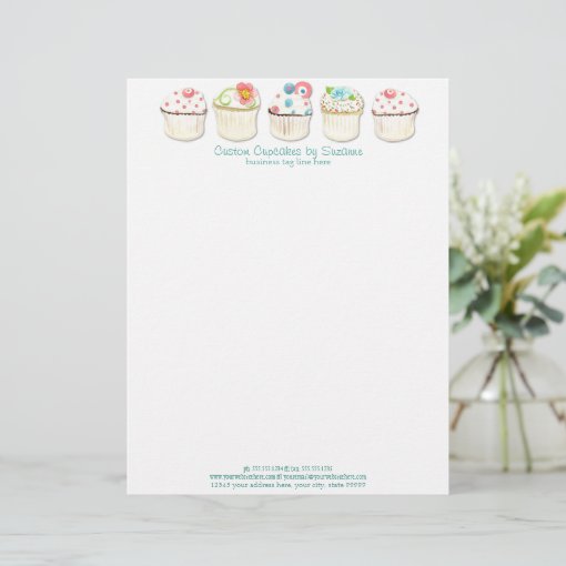 Cupcake Dessert Baking Bakery Business Identity Letterhead | Zazzle