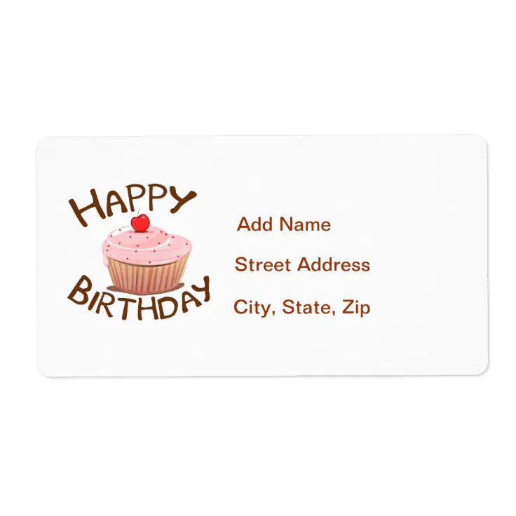 Cupcake Happy Birthday Label | Zazzle