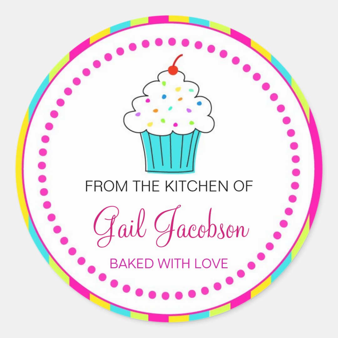 Cupcake Labels, From the Kitchen Of... Classic Round Sticker | Zazzle