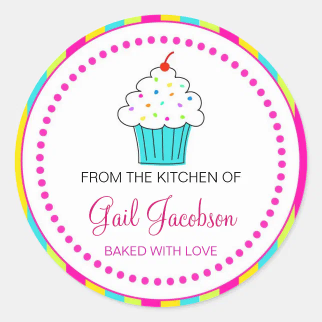Cupcake Labels, From the Kitchen Of... Classic Round Sticker | Zazzle