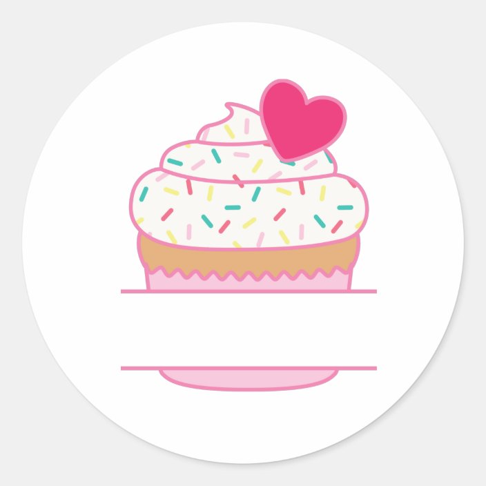 Cupcake Name Drop Classic Round Sticker | Zazzle.com