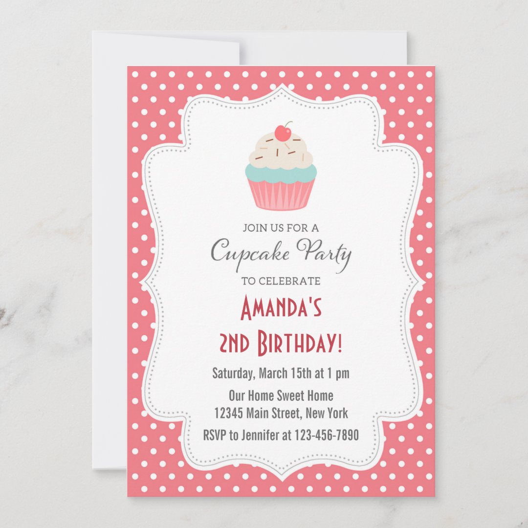 Cupcake Party Birthday Invitation | Zazzle