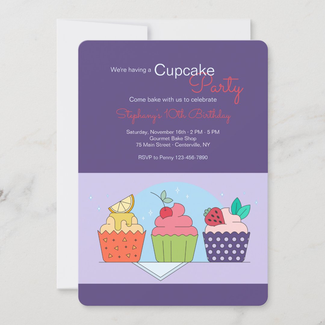 Cupcake Party Birthday Invitation | Zazzle