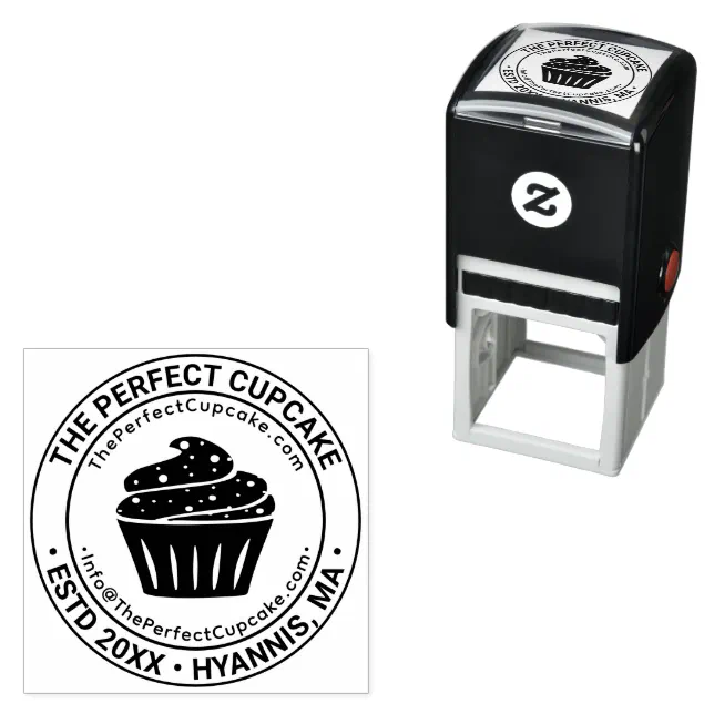 Cupcake Pastry Business Name Location URL Email Self-inking Stamp | Zazzle