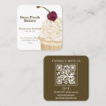 Cupcake QR Code Olive Green Bakery Square Business Card | Zazzle