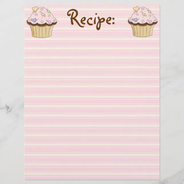 CupCake Recipe Paper | Zazzle