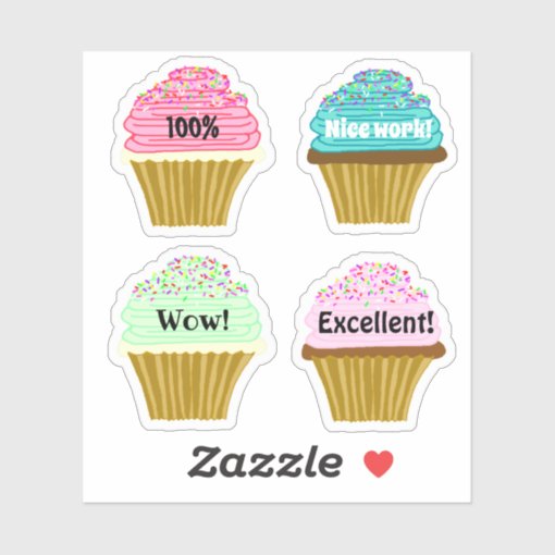 Cupcake Shapes Classroom Encouragement Sticker | Zazzle