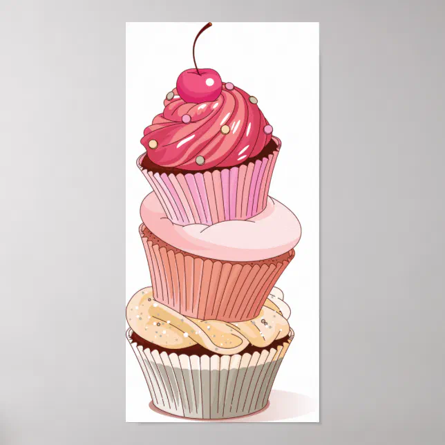 Cupcake Stack Poster | Zazzle