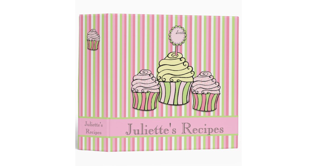 Cupcake Sweet Desserts Recipe Book Binder | Zazzle