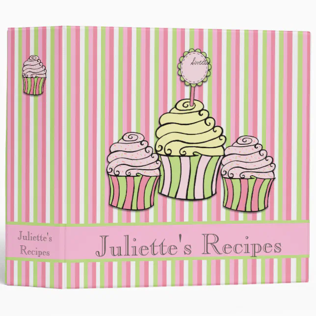 Cupcake Sweet Desserts Recipe Book Binder | Zazzle