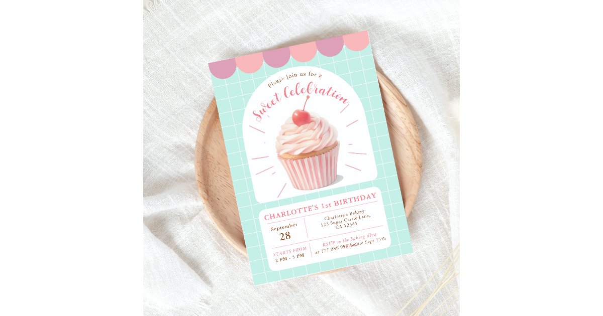 Cupcake Sweet Shop Birthday Invitation | Zazzle