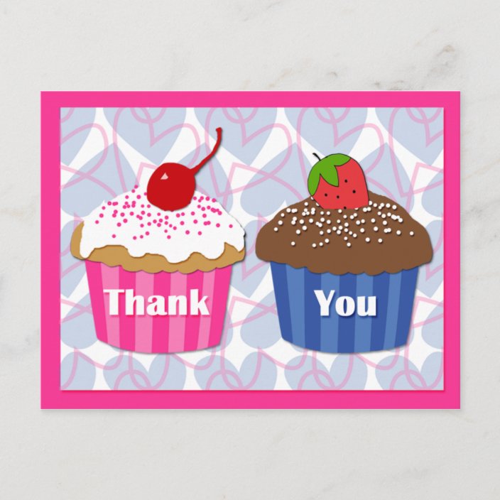 Cupcake Thank You Postcard | Zazzle.com