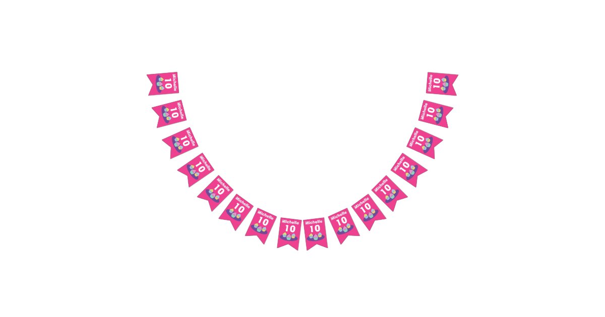 Cupcake theme kid's Birthday party custom Bunting Flags | Zazzle