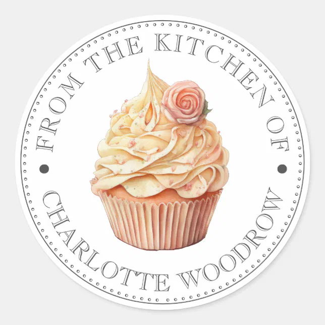 Cupcake Vanilla Rose Classic Round Sticker | Zazzle