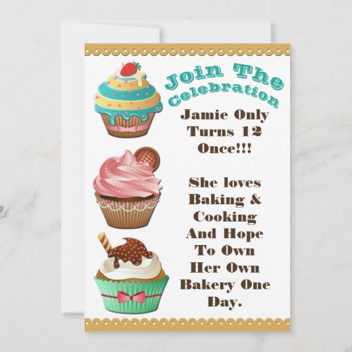 Cupcake Wars Bake Off Birthday Multi Color Invite | Zazzle