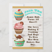 Cupcake Wars Bake Off Birthday White Wooden Invite | Zazzle