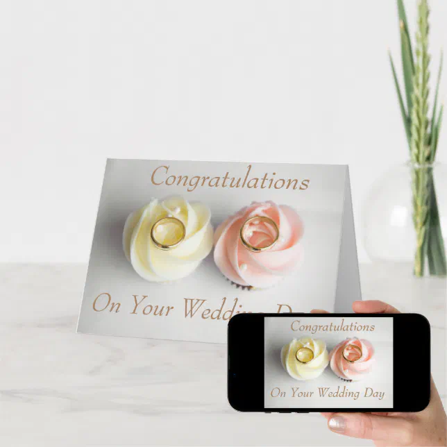 CUPCAKES AND RINGS WEDDING CONGRATULATIONS CARD | Zazzle