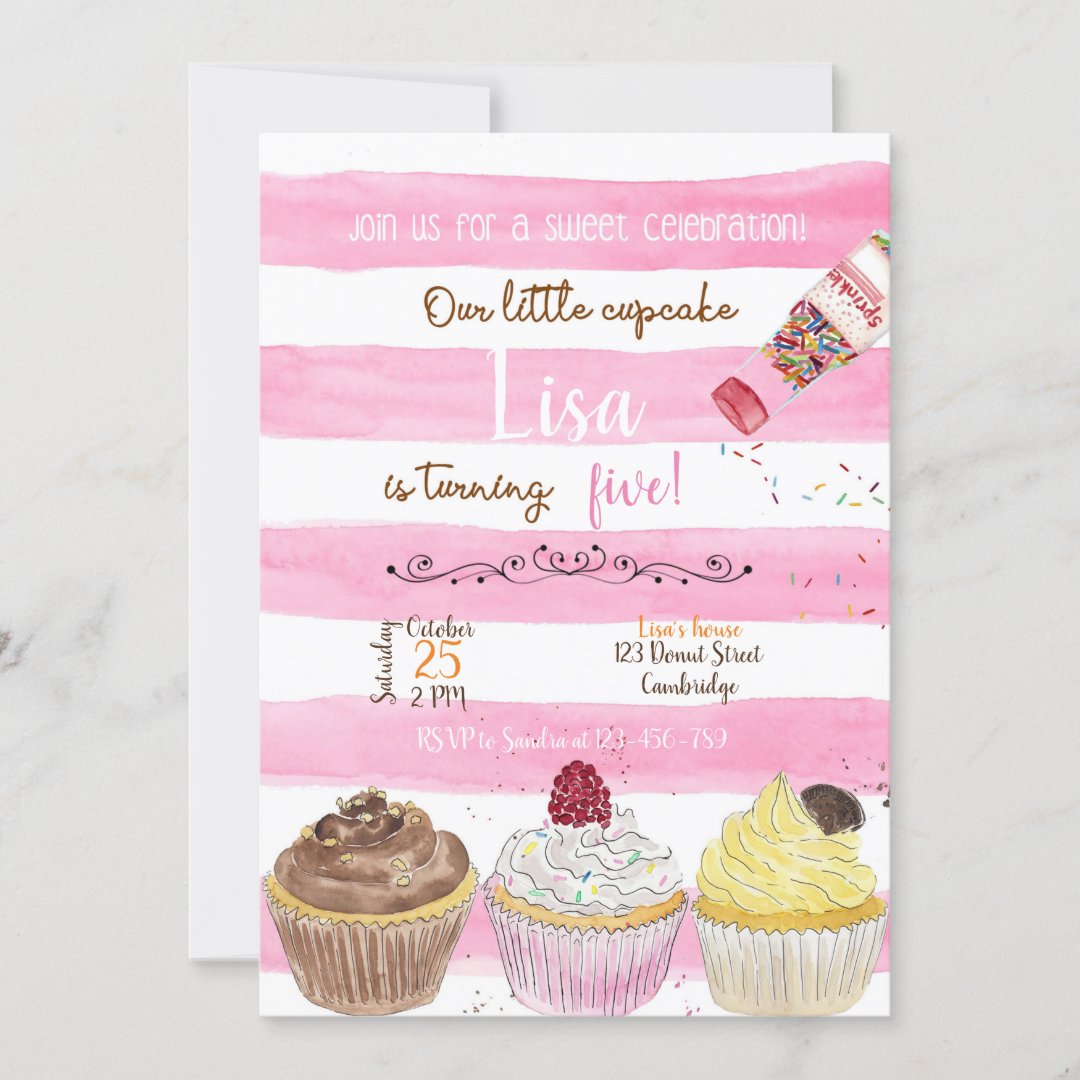 Cupcakes Birthday Invitation, Cupcakes Invitation | Zazzle