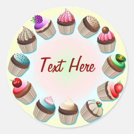 Cupcakes Colorful Circle Sticker | Zazzle.com