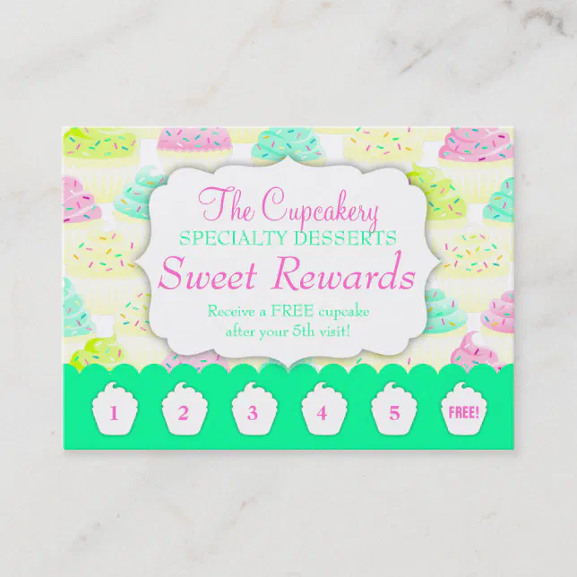 Cupcakes N Sprinkles Custom Rewards Cards | Zazzle