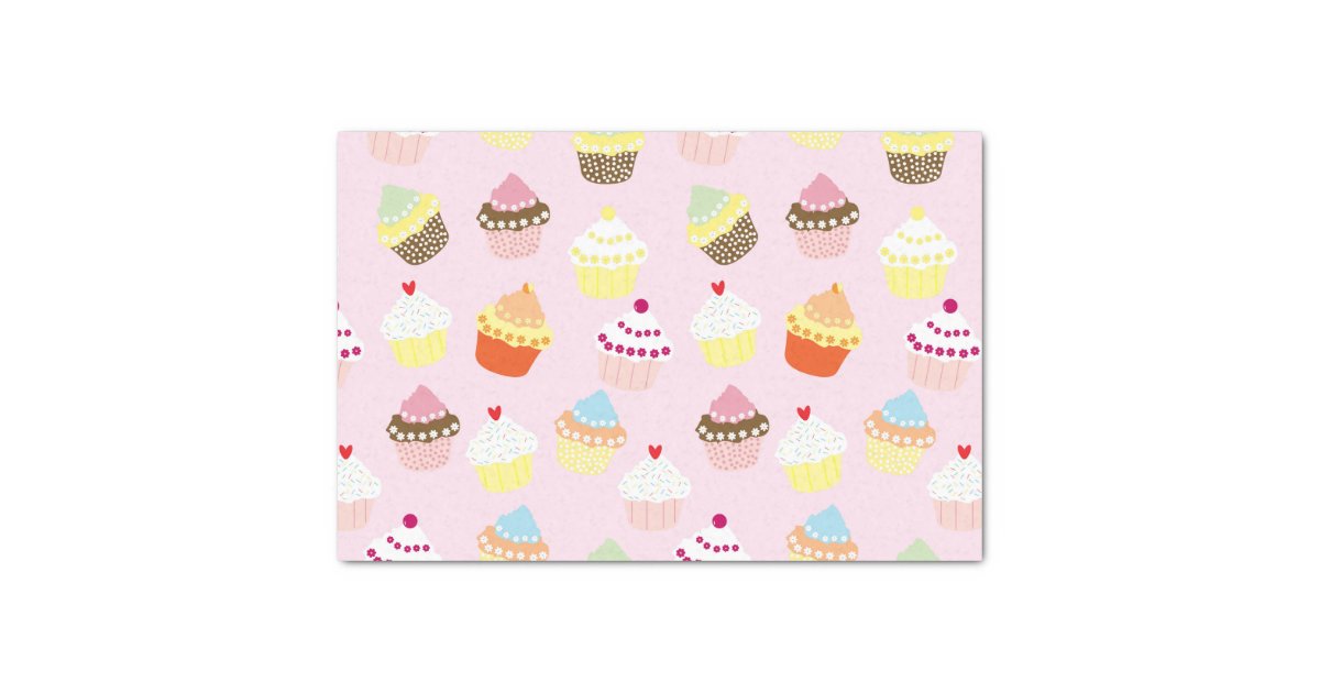 Cupcakes on pink tissue paper | Zazzle