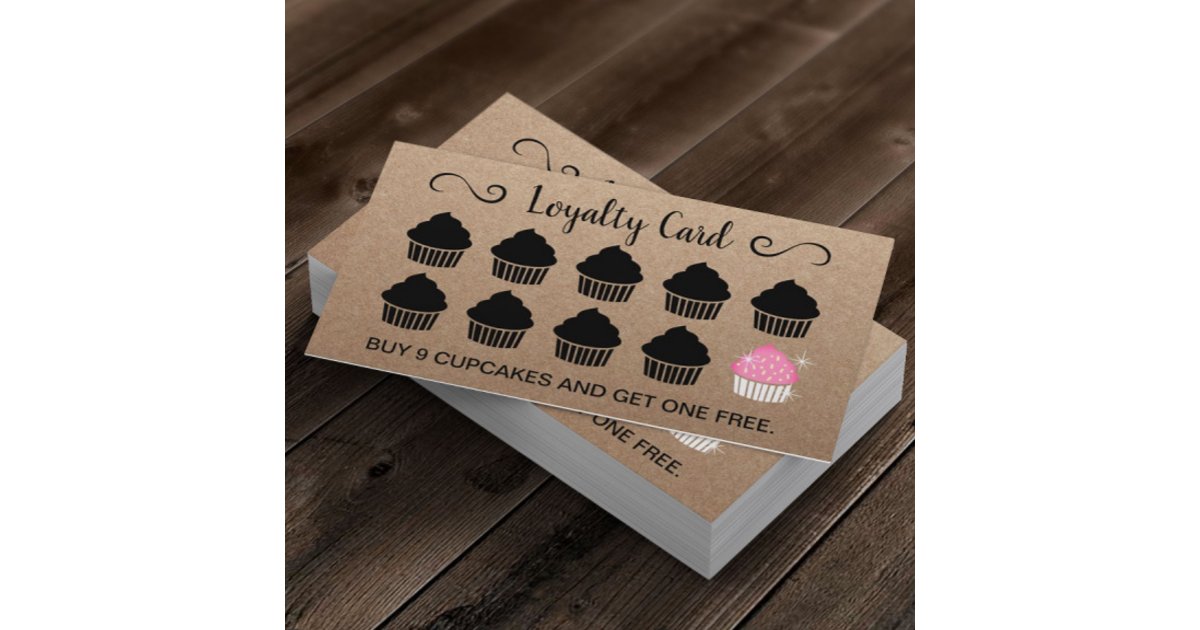Cupcakes Pastry Bakery Loyalty Reward Kraft | Zazzle