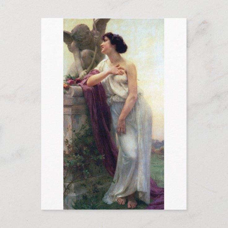 Cupid love woman romantic antique painting postcard | Zazzle