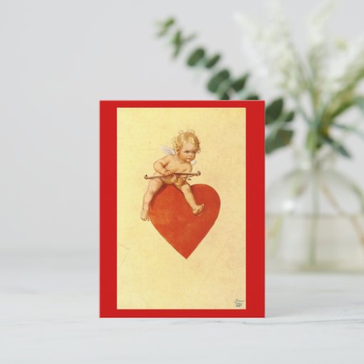Cupid on a Heart - Postcard | Zazzle
