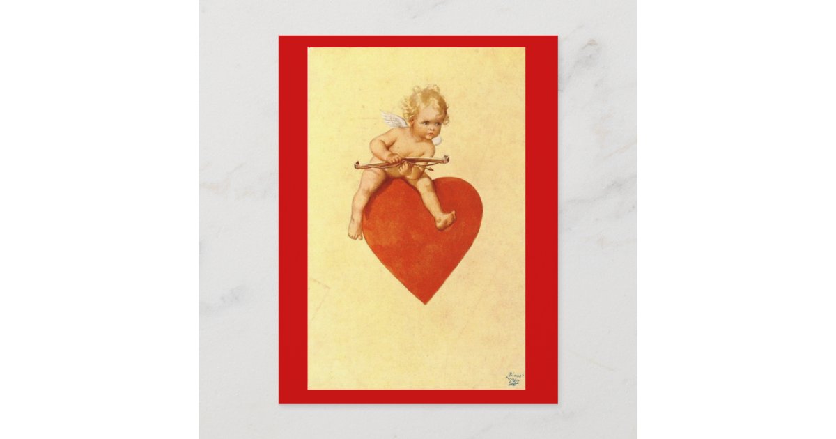 Cupid on a Heart - Postcard | Zazzle