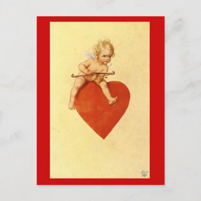 Cupid on a Heart - Postcard | Zazzle