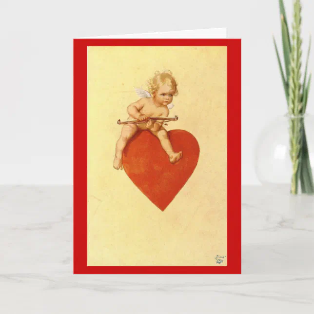 Cupid on a Heart Valentine - Card | Zazzle