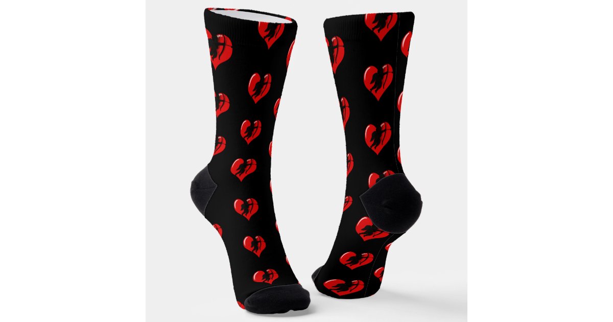 Cupid on Red Heart Socks | Zazzle