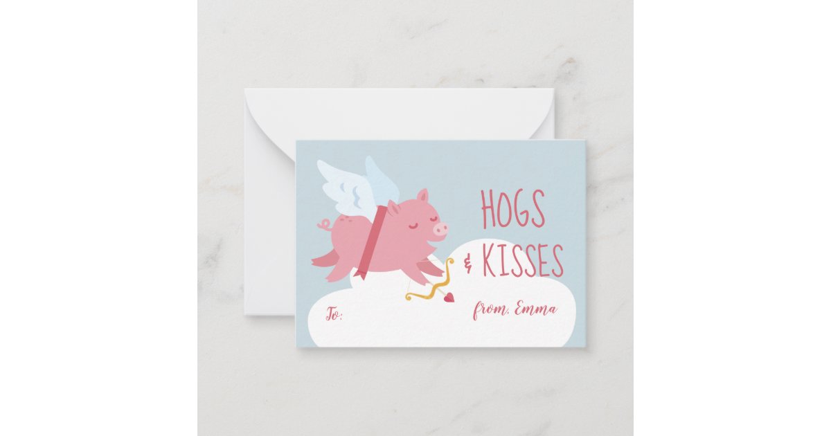 Cupid Pig Activity Classroom Valentine Note Card | Zazzle