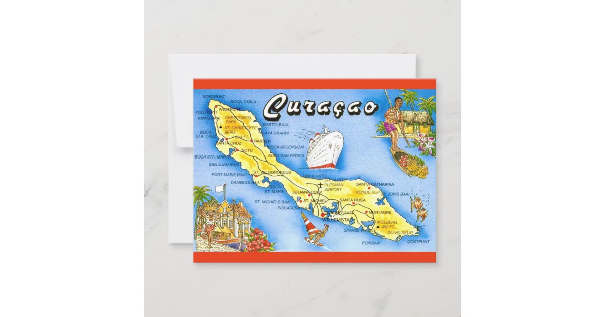 Curacao Island Map Postcard | Zazzle