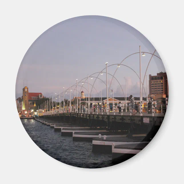 Curaçao Queen Emma Pontoon Bridge at Dusk Magnet | Zazzle