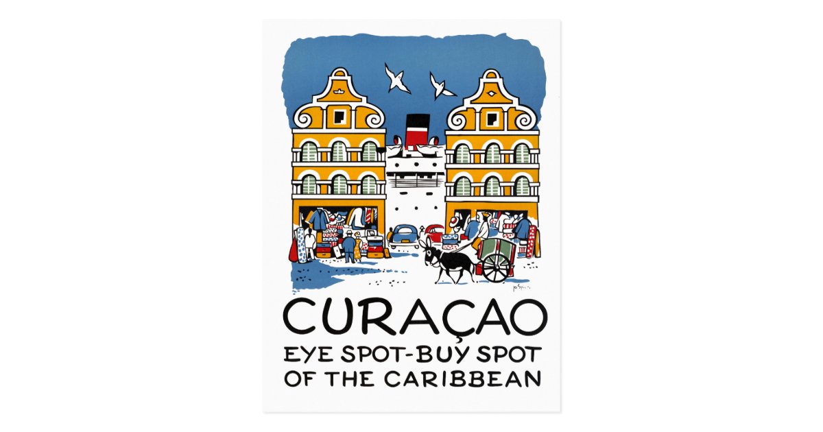 Curacao Vintage Travel Poster Restored Postcard | Zazzle