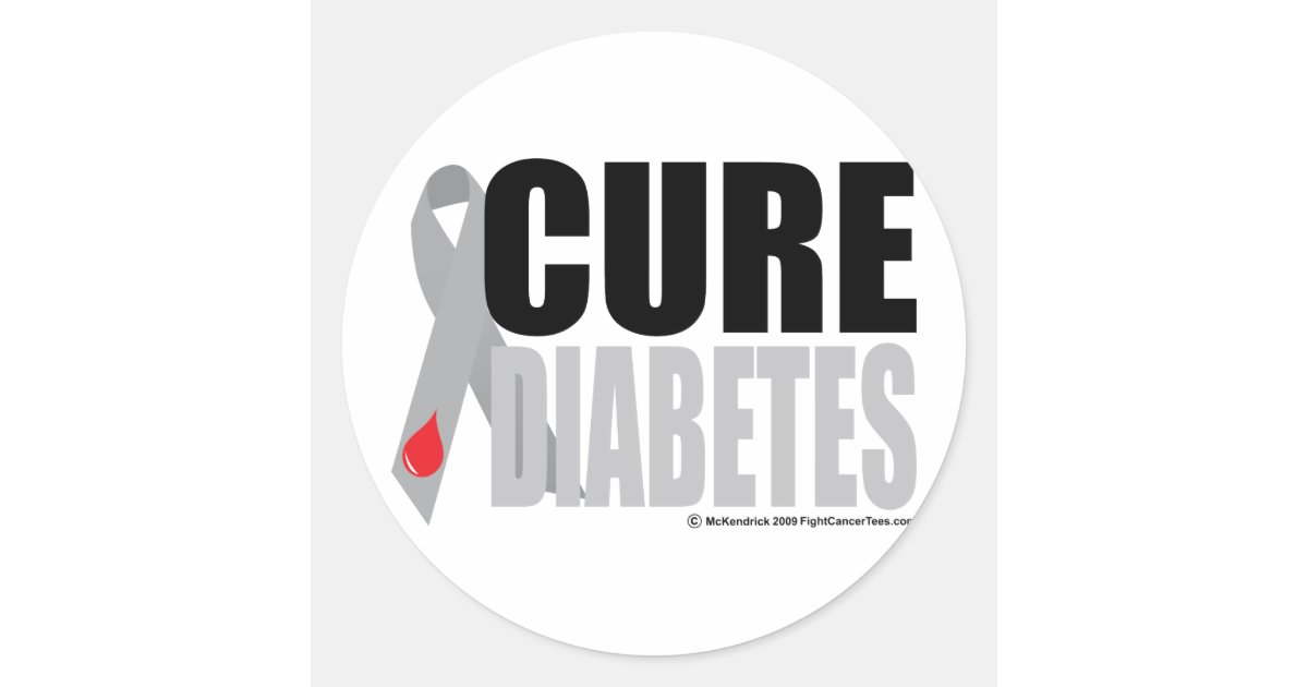 Cure Diabetes Ribbon Classic Round Sticker | Zazzle