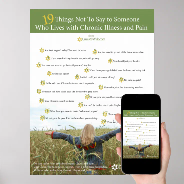 CureMyWife.com support for chronic illness & pain Poster | Zazzle