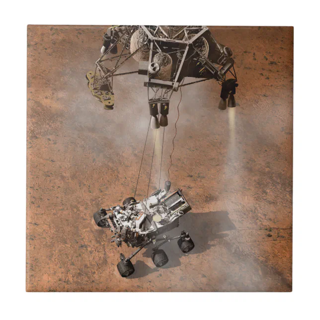 Curiosity Rover Landing On The Martian Surface. Ceramic Tile | Zazzle