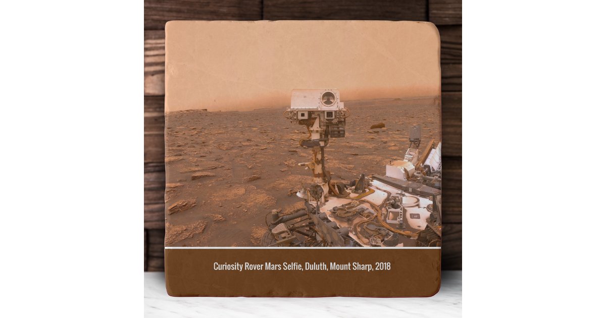 Curiosity Rover Mars Dusty Selfie at Mount Sharp Trivet | Zazzle