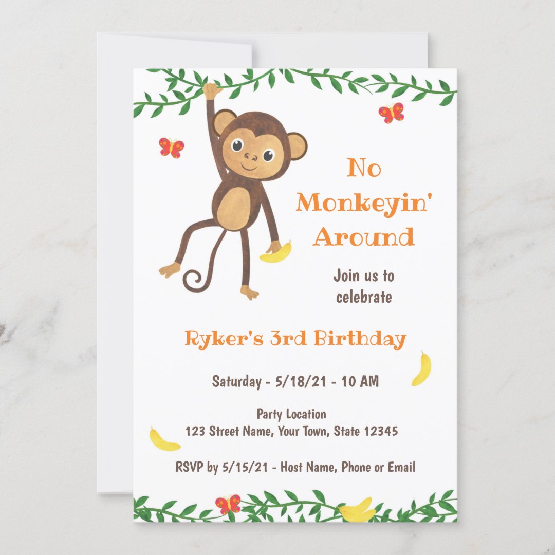 Curious Monkey Birthday Invitation | Zazzle