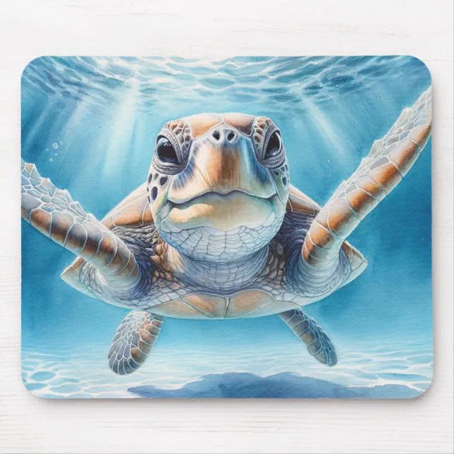 Curious Sea Turtle Mousepad | Zazzle