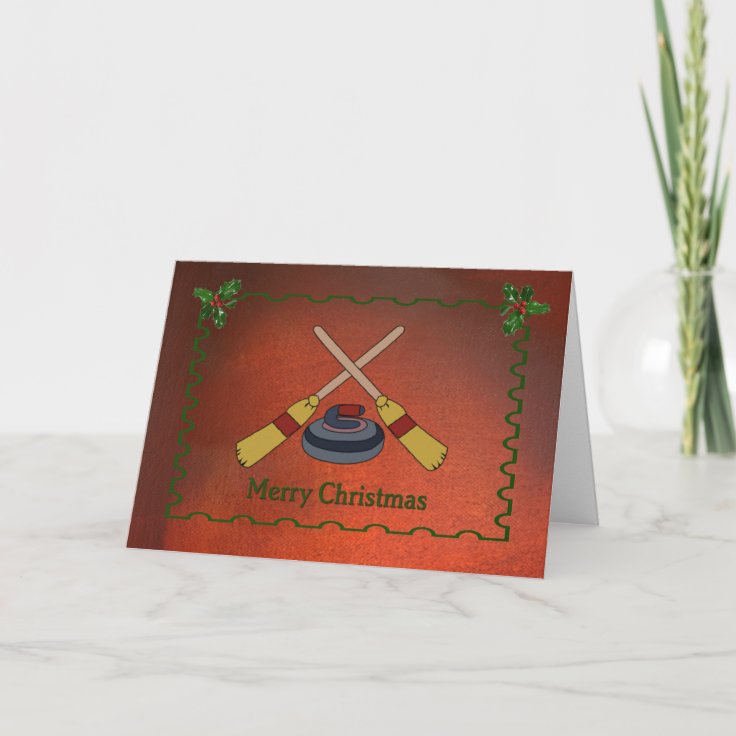 Curling Christmas Holiday Card | Zazzle