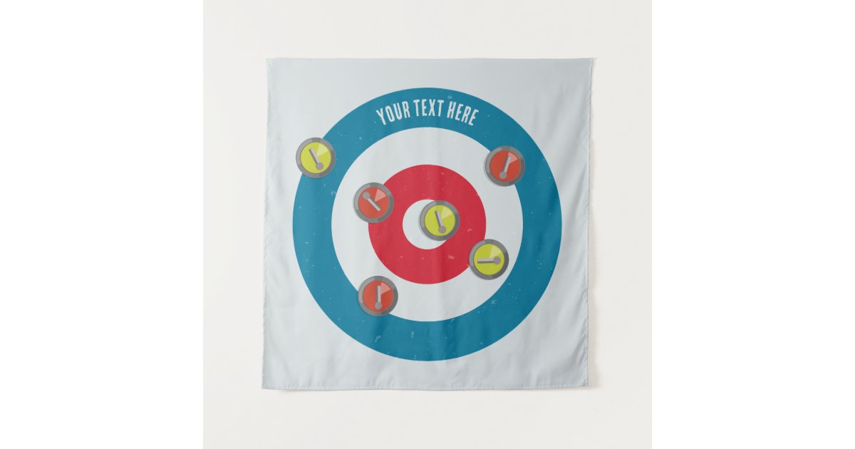 curling House and curling stones top view Tapestry | Zazzle