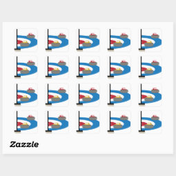 Curling Sport Square Sticker | Zazzle