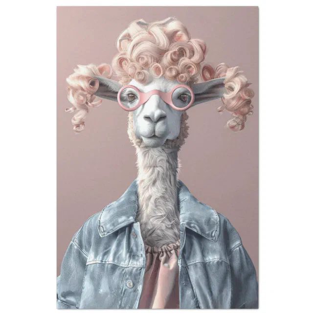 Curly Hair Llama Pink Sunglasses Decoupage Tissue Paper | Zazzle