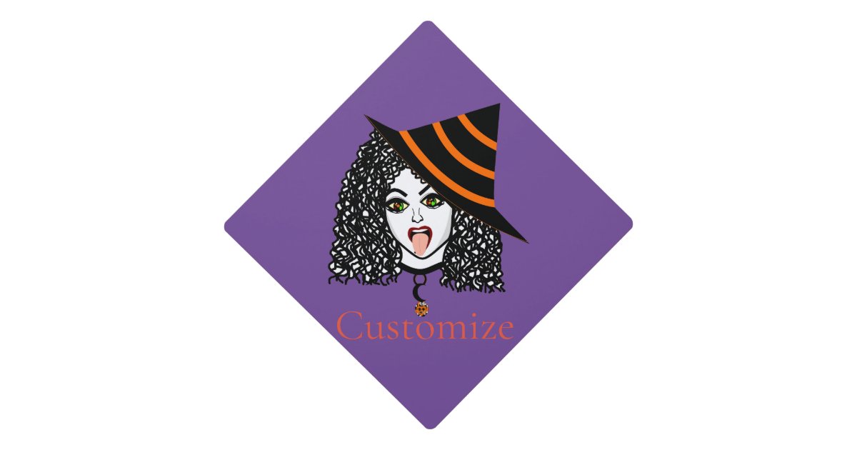 Curly-haired Witch Thunder_Cove Graduation Cap Topper | Zazzle