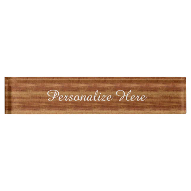 Curly Koa Acacia Wood Grain Look Name Plate | Zazzle