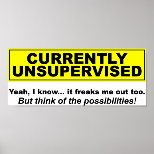 Currently Unsupervised Funny Poster | Zazzle.com