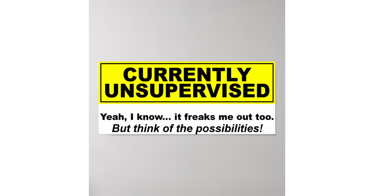 Currently Unsupervised Funny Poster | Zazzle